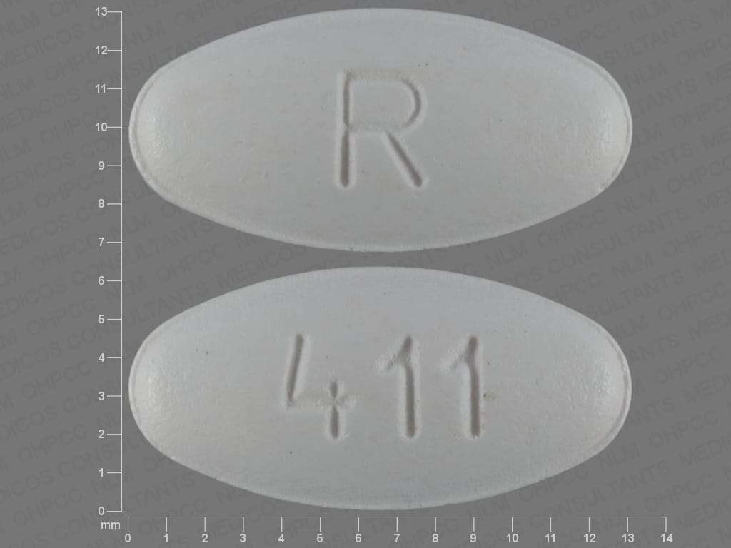 Pill Finder: R 411 White Elliptical / Oval - Medicine.com