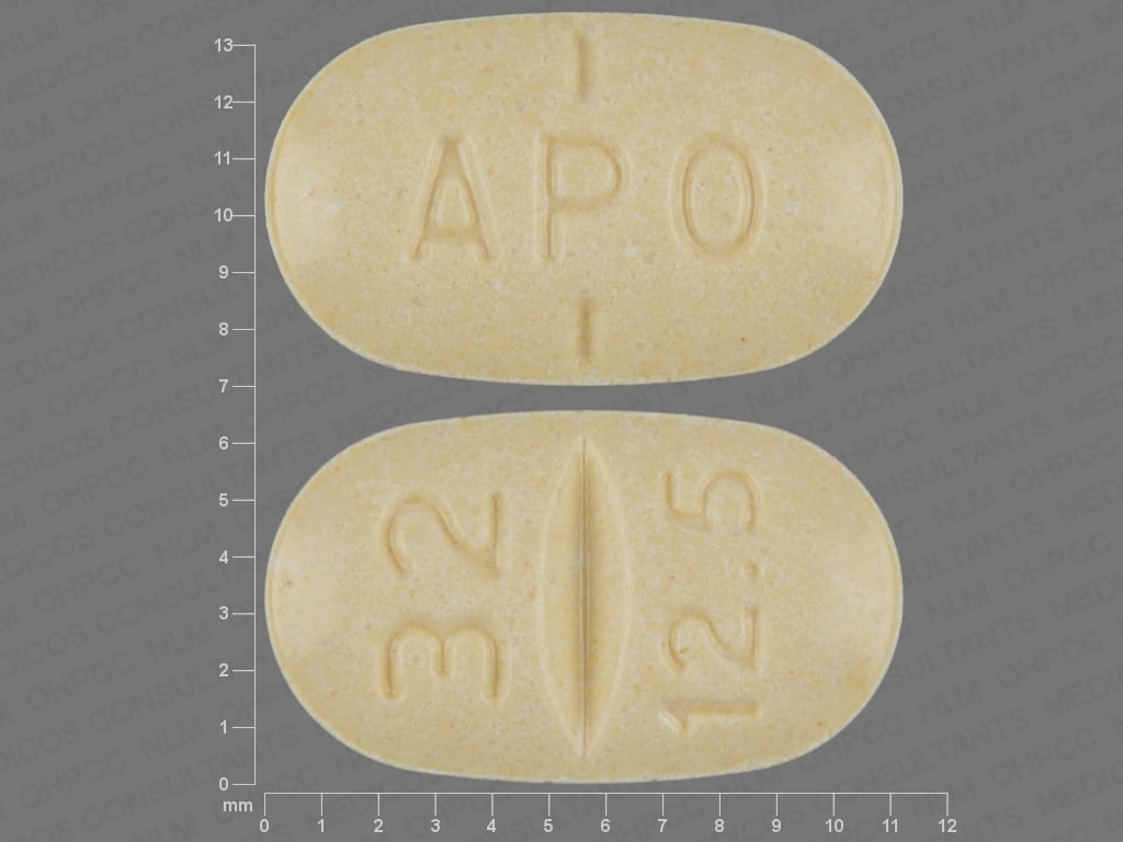 Pill Finder: APO 32 12.5 Yellow Capsule-shape - Medicine.com