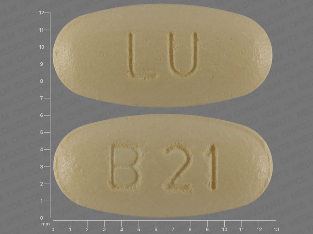 Pill Finder: LU B 21 Yellow Elliptical / Oval - Medicine.com