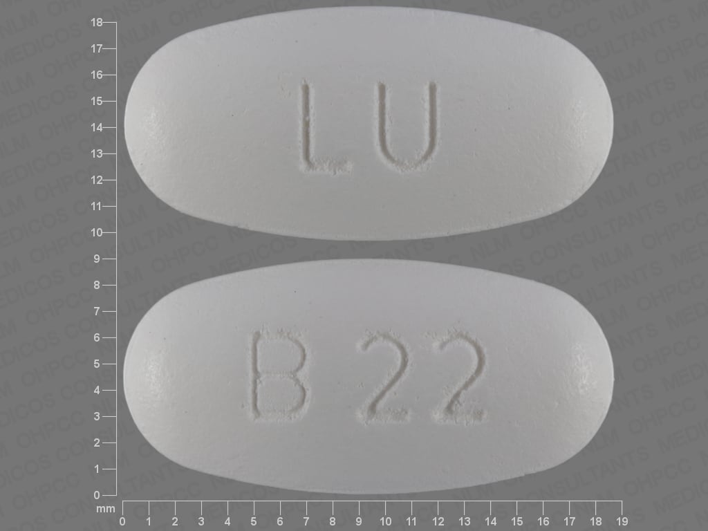 Pill Finder: LU B 22 White Elliptical / Oval - Medicine.com