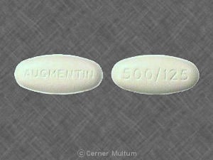 Pill Finder: AUGMENTIN 500/125 White Elliptical / Oval - Medicine.com