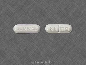 Pill Finder: 80 mg BETAPACE Blue Elliptical / Oval - Medicine.com