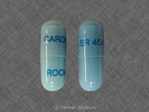 Pill Finder: CARDENESR 45MG ROCHE Blue Capsule-shape - Medicine.com