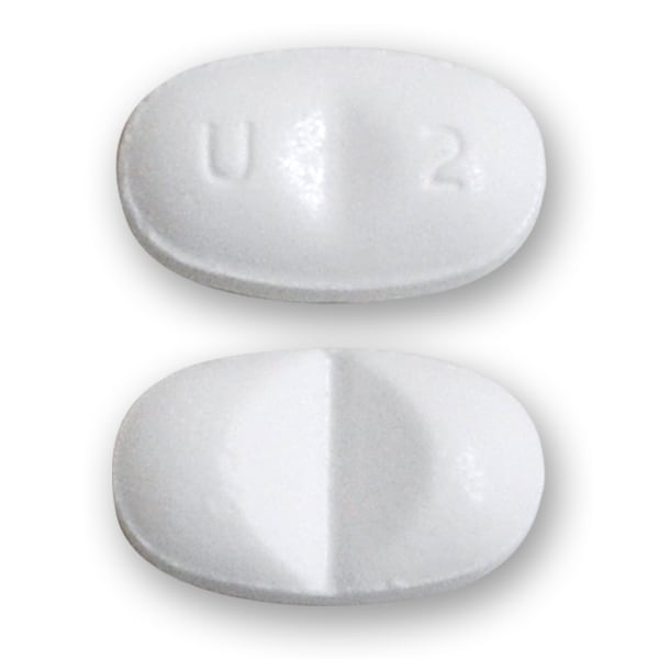Pill Finder: U 2 White Elliptical / Oval - Medicine.com