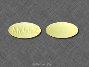 Pill Finder: AN 442 Yellow Elliptical / Oval - Medicine.com