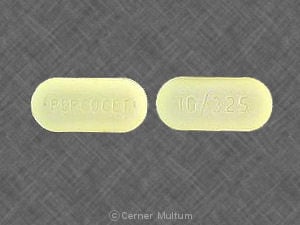 Pill Finder: PERCOCET 10/325 Yellow Elliptical / Oval - Medicine.com