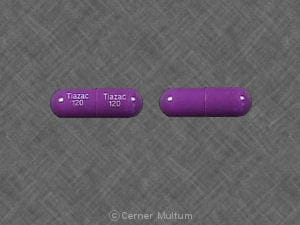 Pill Finder: Tiazac 120 Tiazac 120 Purple Capsule-shape - Medicine.com