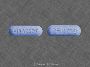 Pill Finder: VIRACEPT 250 mg Blue Elliptical / Oval - Medicine.com