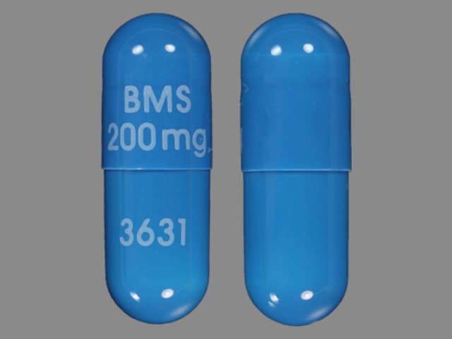 Pill Finder: BMS 200 mg 3631 Blue Capsule-shape - Medicine.com