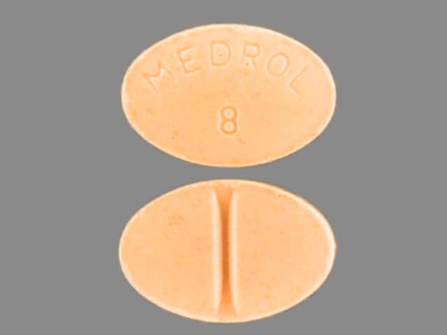 Pill Finder: MEDROL 8 Peach Elliptical / Oval - Medicine.com