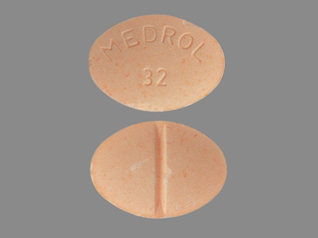 Pill Finder: MEDROL 32 Peach Elliptical / Oval - Medicine.com