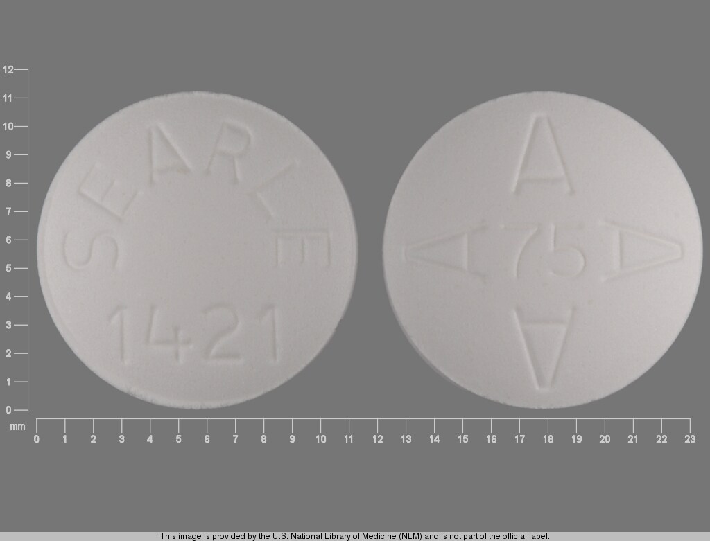 Pill Finder: SEARLE 1421 AAAA 75 White Round - Medicine.com