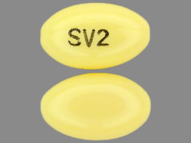 Pill Finder: SV2 Yellow Elliptical / Oval - Medicine.com