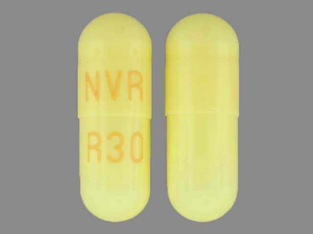 Pill Finder: NVR R30 Yellow Capsule-shape - Medicine.com