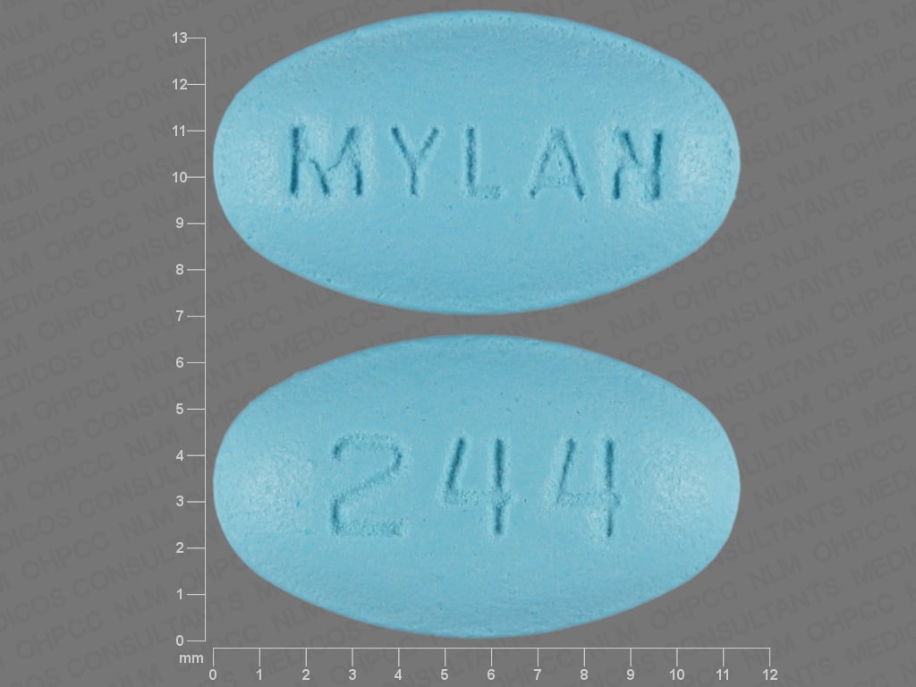 Pill Finder: MYLAN 244 Blue Elliptical / Oval - Medicine.com