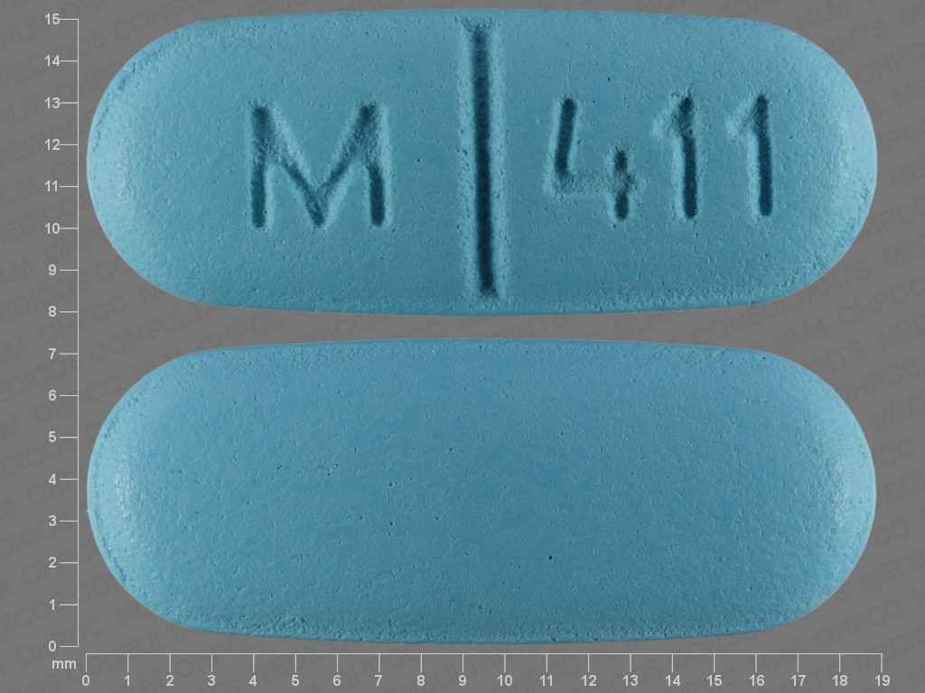 Pill Finder: M 411 Blue Capsule-shape - Medicine.com