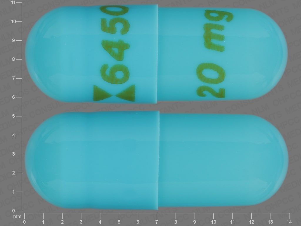 Pill Finder: Logo 6450 20 mg Blue Capsule-shape - Medicine.com