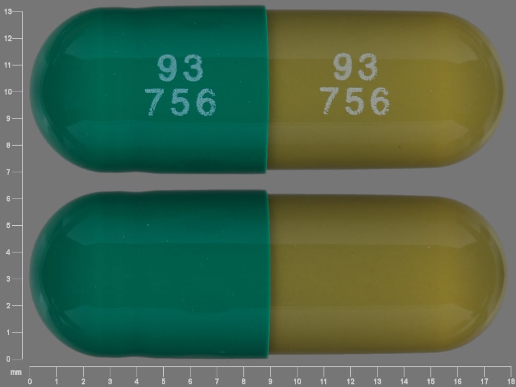 Pill Finder: 93 756 93 756 Green Capsule-shape - Medicine.com