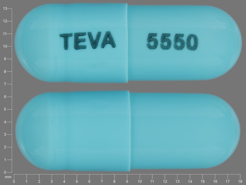 Pill Finder: TEVA 5550 Blue Capsule-shape - Medicine.com