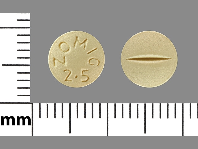 Pill Finder: ZOMIG 2.5 Yellow Round - Medicine.com