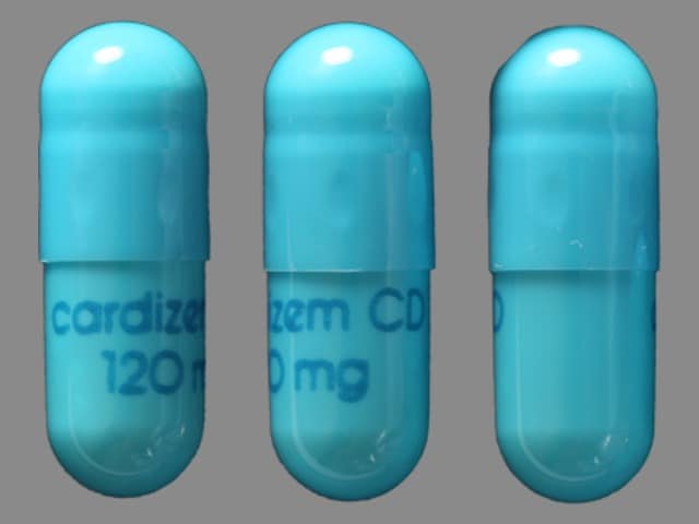 Pill Finder: cardizem CD 120 mg Blue Capsule-shape - Medicine.com