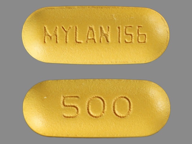 Pill Finder: MYLAN 156 500 Yellow Elliptical / Oval - Medicine.com