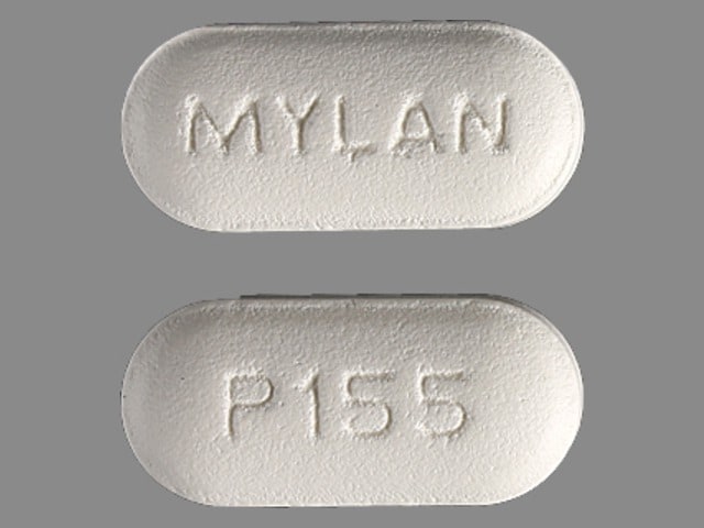 Pill Finder: MYLAN P155 White Elliptical / Oval - Medicine.com