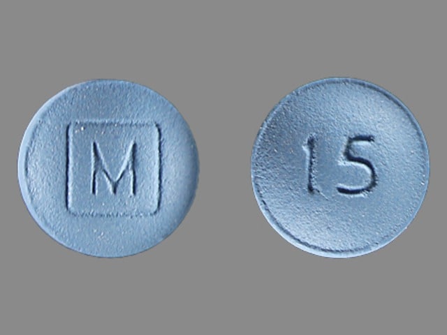 Pill Finder: 15 M Blue Round - Medicine.com