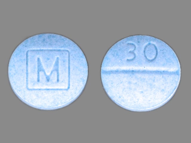 Pill Finder: 30 M Blue Round - Medicine.com