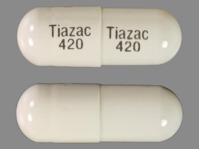 Pill Finder: Tiazac 420 Tiazac 420 White Capsule-shape - Medicine.com
