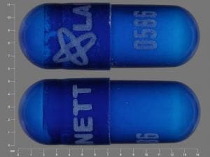 Pill Finder: Logo LANNETT 0586 Blue Capsule-shape - Medicine.com
