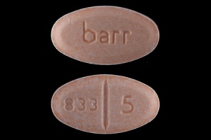 Pill Finder: barr 833 5 Orange Elliptical / Oval - Medicine.com