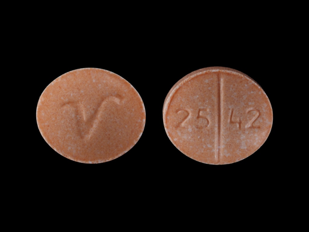 Pill Finder: V 25 42 Orange Elliptical / Oval - Medicine.com