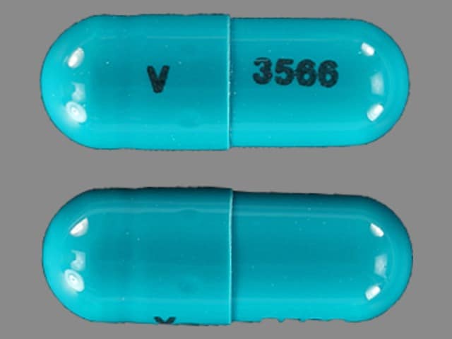 Pill Finder: V 3566 Blue Capsule-shape - Medicine.com