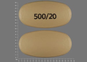 Pill Finder: 500/20 Yellow Elliptical / Oval - Medicine.com