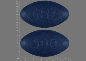 Pill Finder: 500 GMZ Blue Elliptical / Oval - Medicine.com