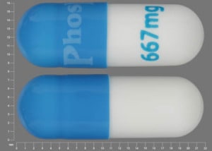 Pill Finder: 667 mg PhosLo Blue Capsule-shape - Medicine.com