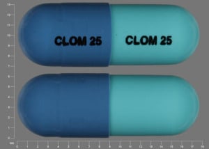 Pill Finder: CLOM 25 CLOM 25 Blue Capsule-shape - Medicine.com