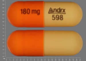 Pill Finder: 180 mg Andrx 598 Orange Capsule-shape - Medicine.com