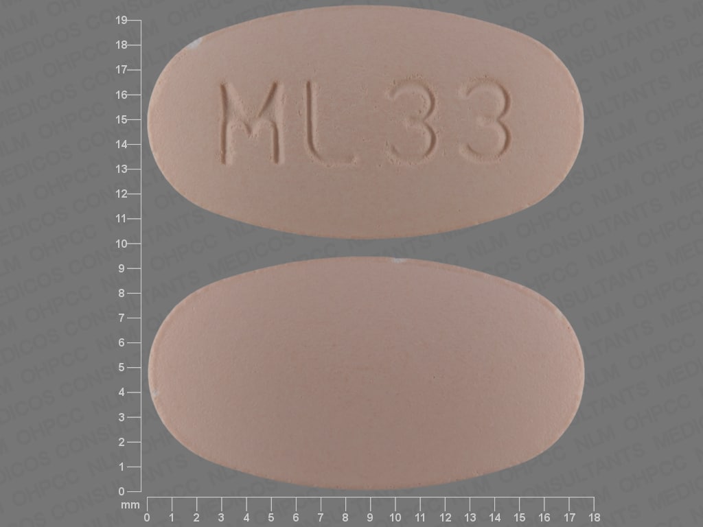 Pill Finder: ML 33 Peach Elliptical / Oval - Medicine.com