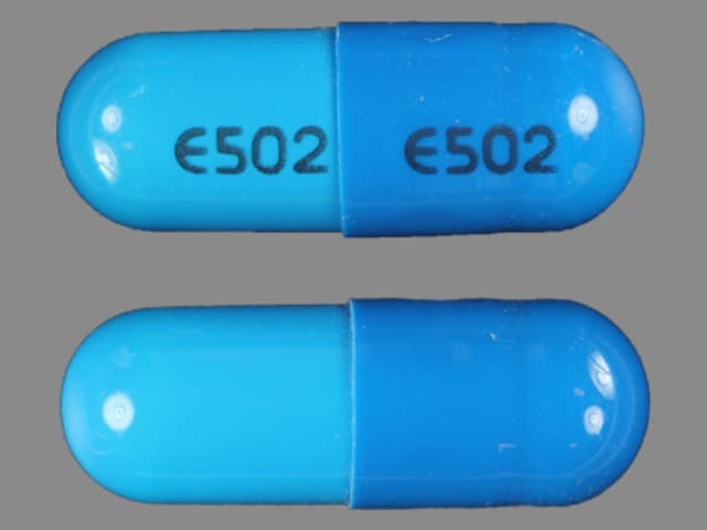 Pill Finder: E502 E502 Blue Capsule-shape - Medicine.com