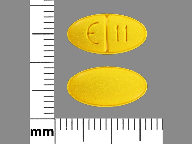 Pill Finder: E 11 Yellow Elliptical / Oval - Medicine.com