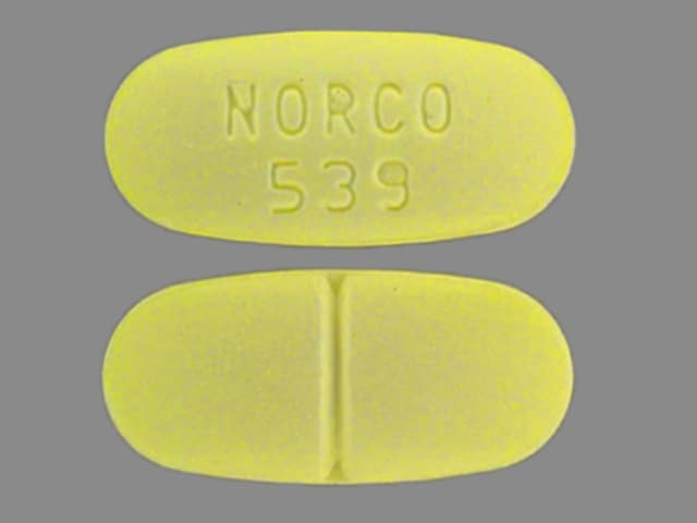 Pill Finder: NORCO 539 Yellow Elliptical / Oval - Medicine.com