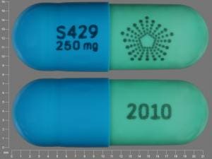 Pill Finder: S429 250 mg Logo 2010 Blue Capsule-shape - Medicine.com