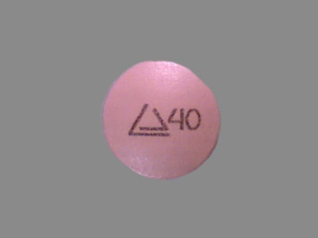 Pill Finder: Logo 40 Peach Round - Medicine.com