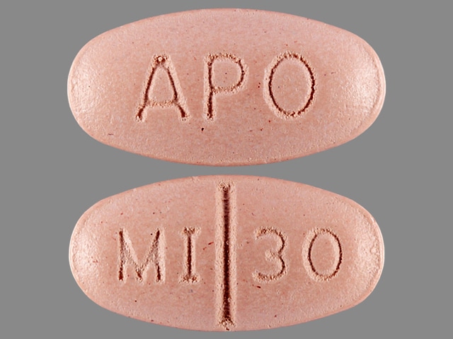 Pill Finder: APO MI 30 Pink Elliptical / Oval - Medicine.com