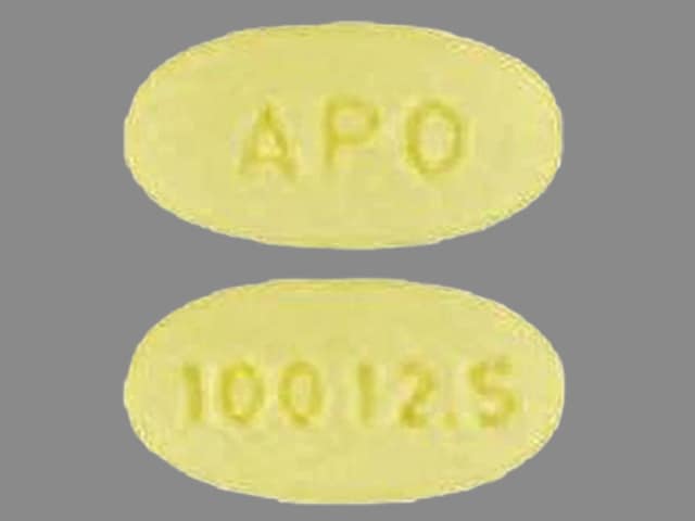 Pill Finder: APO 100 12.5 Yellow Elliptical / Oval - Medicine.com