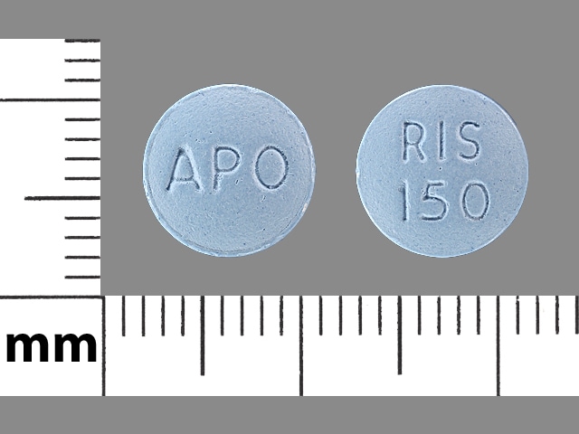 Pill Finder: APO RIS 150 Blue Round - Medicine.com