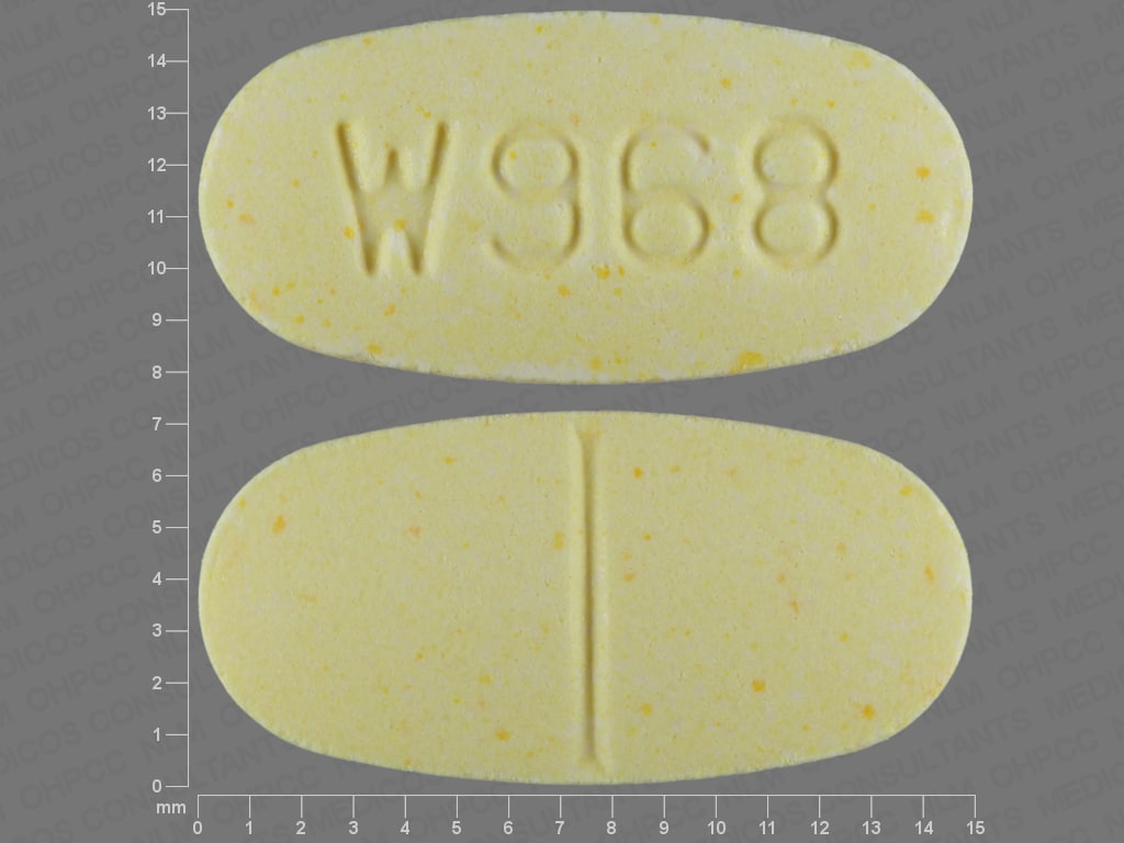 Pill Finder: W968 Yellow Elliptical / Oval - Medicine.com