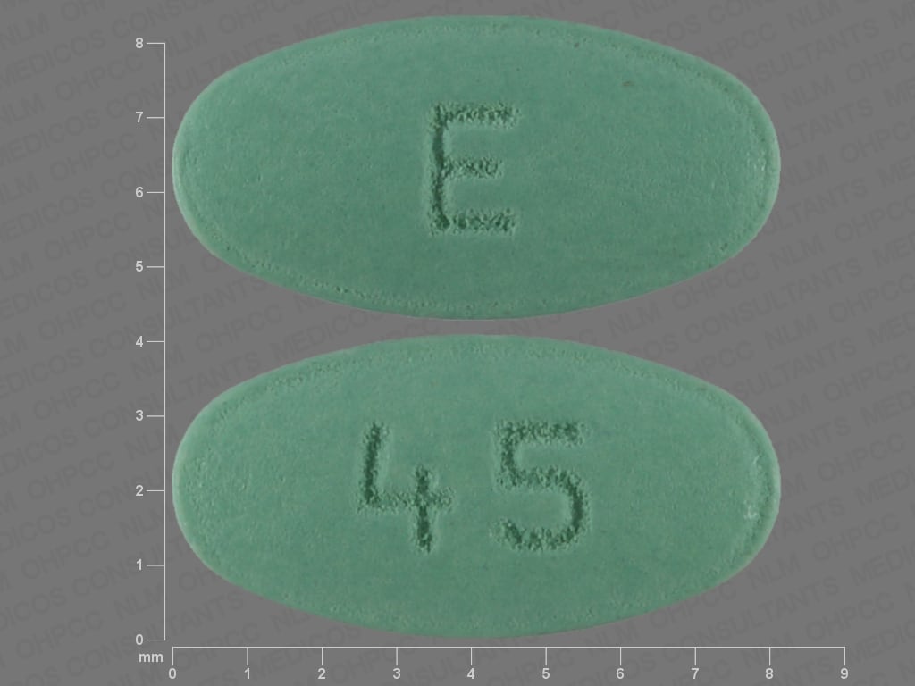 Pill Finder: E 45 Green Elliptical / Oval - Medicine.com
